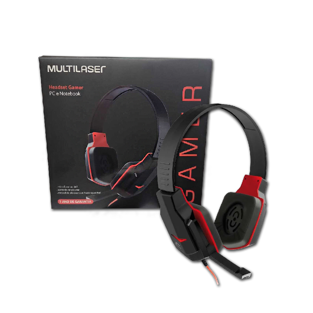 Fone De Ouvido Headset Gamer Multilaser Vermelho Ph073 - Camicado