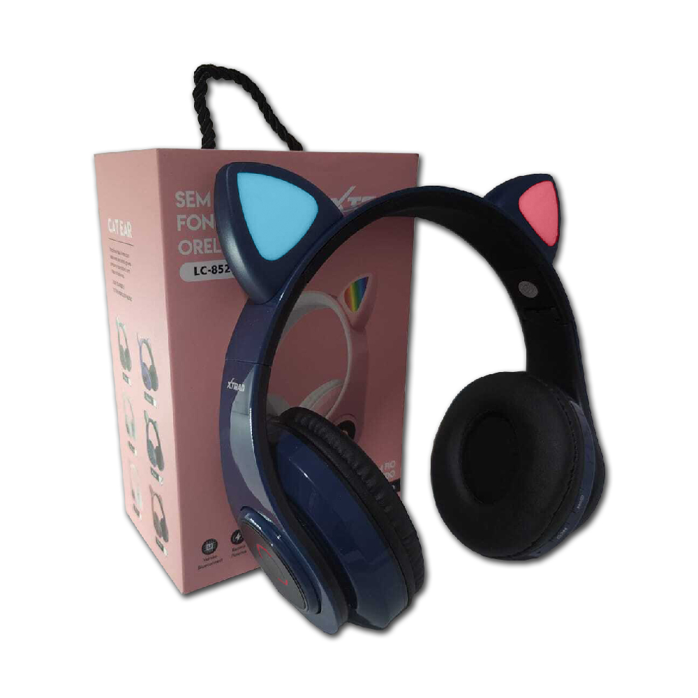 Fone Headset Bluetooth Orelha Gato Gatinho Led Fone PC Game - Camicado