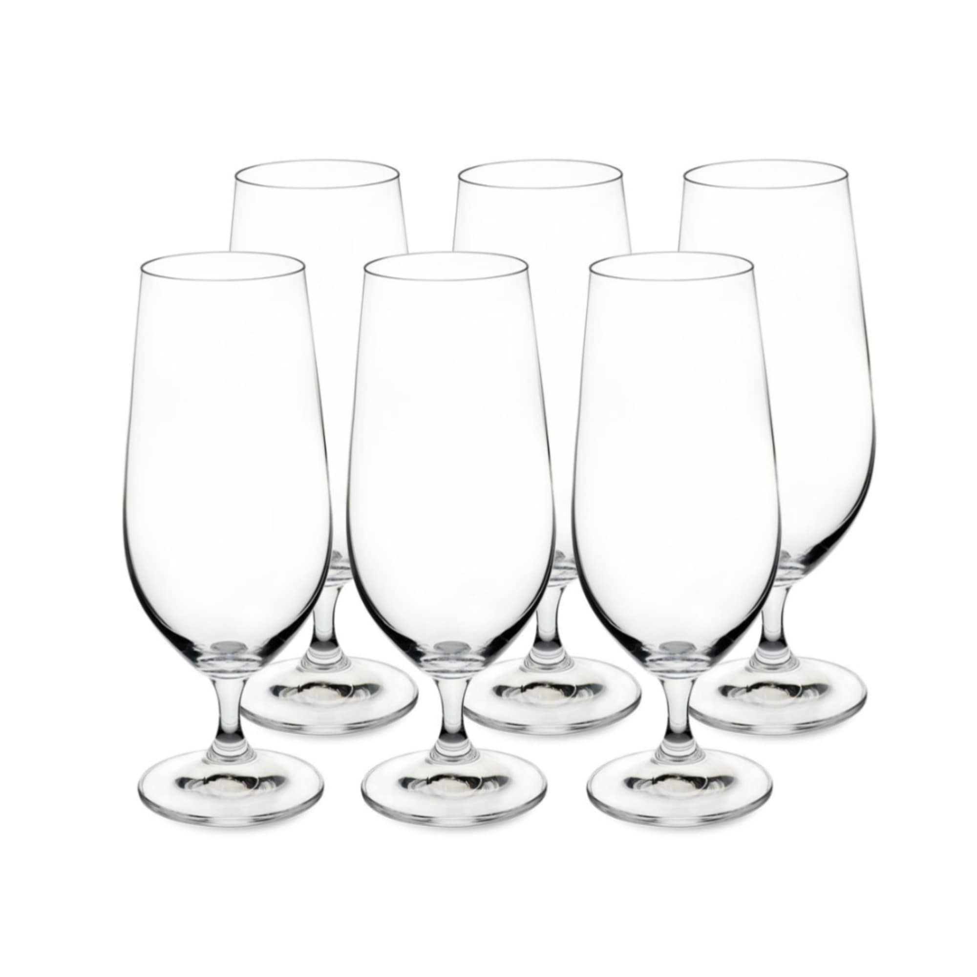 Jogo de 6 tacas para cerveja Anna em cristal ecologico 380ml A19,5cm transparente - Camicado