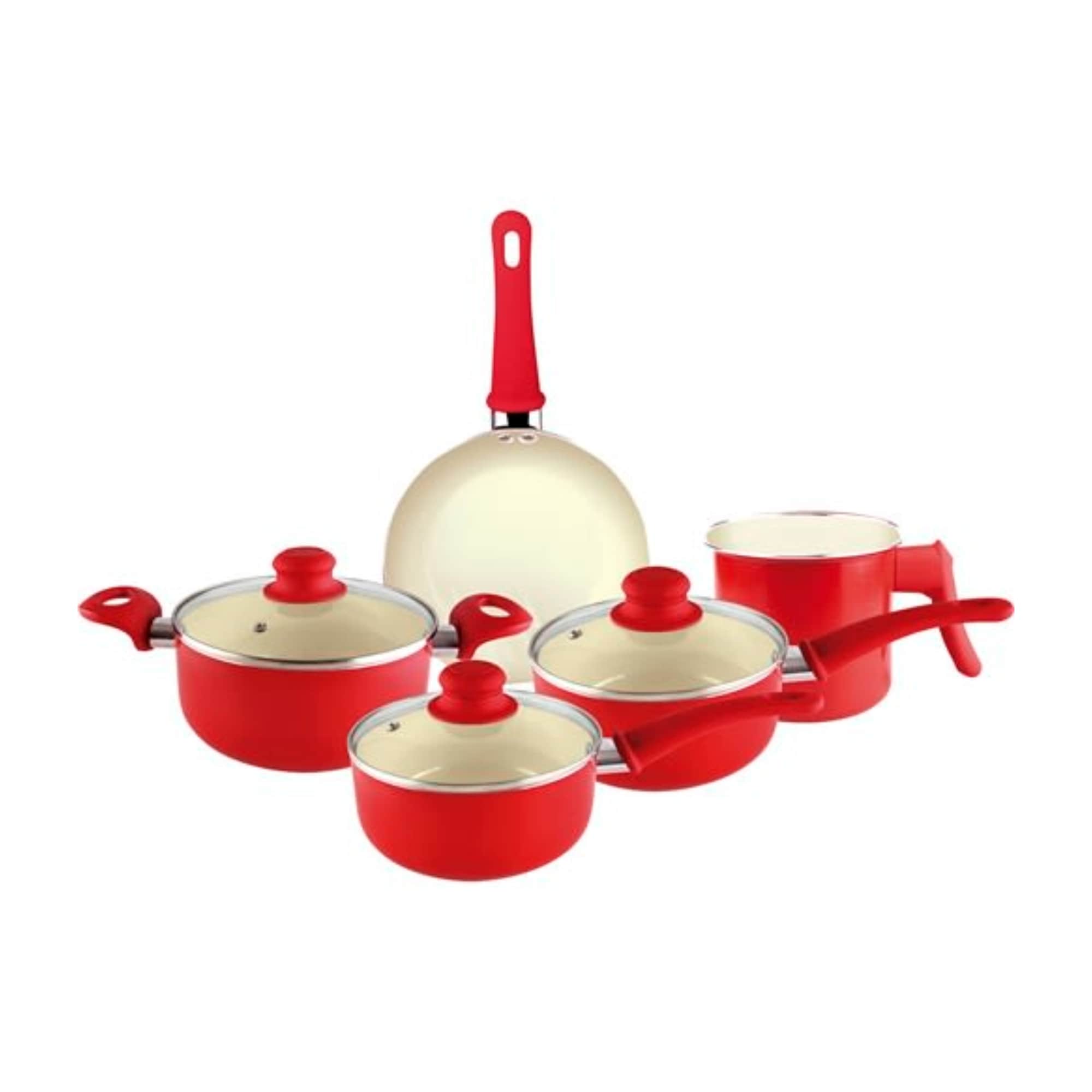 Jogo De Panelas Vermelhas Antiaderente Cerâmica 5 Peças Class Home ...