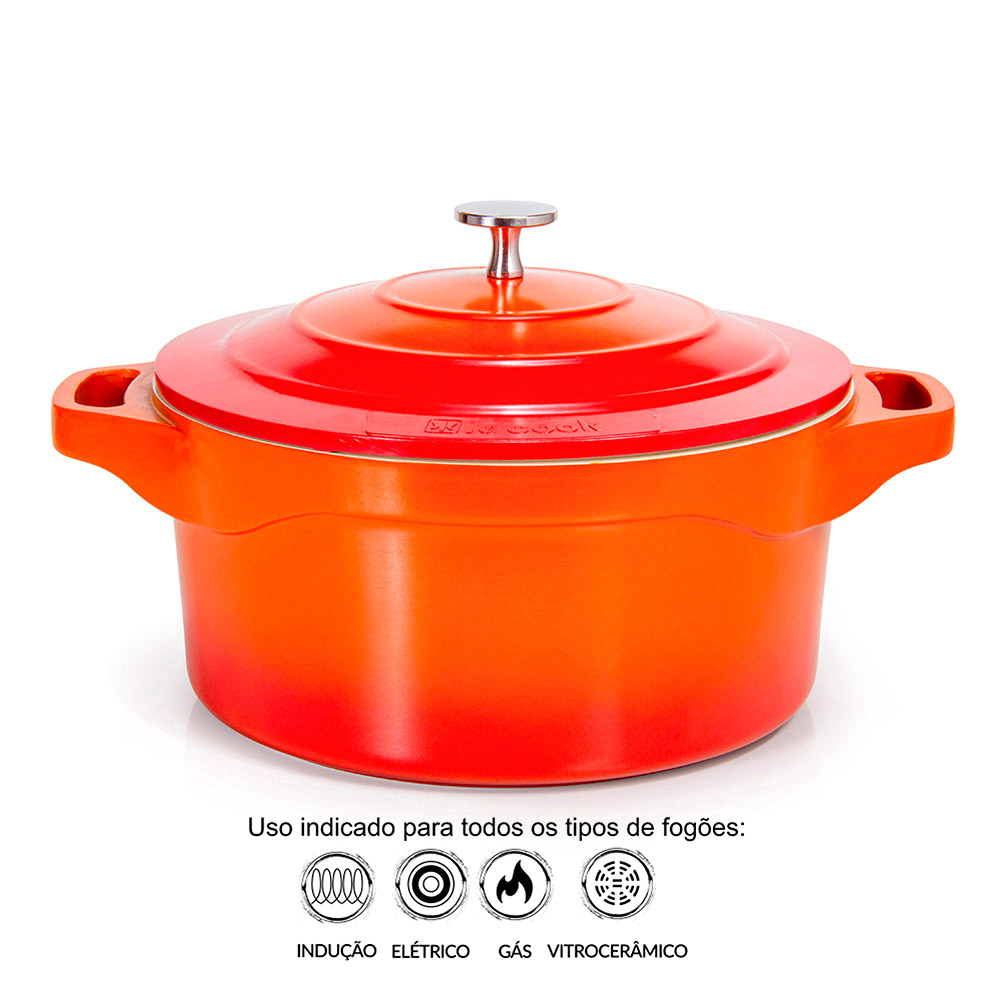 Panela Caçarola Revestimento Cerâmico 32 cm Laranja Le Cook - Camicado