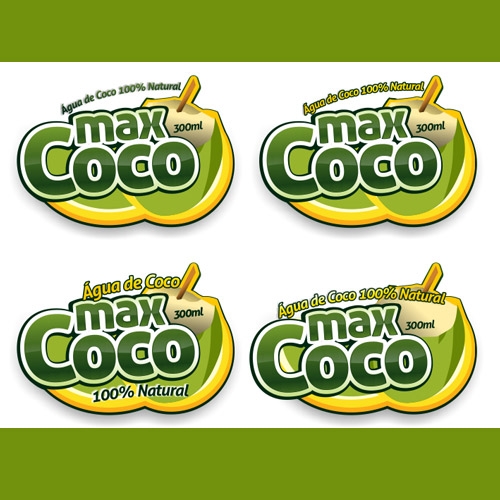 Criação de Logo Para Agua de coco em garrafas pet 300ml | Max coco