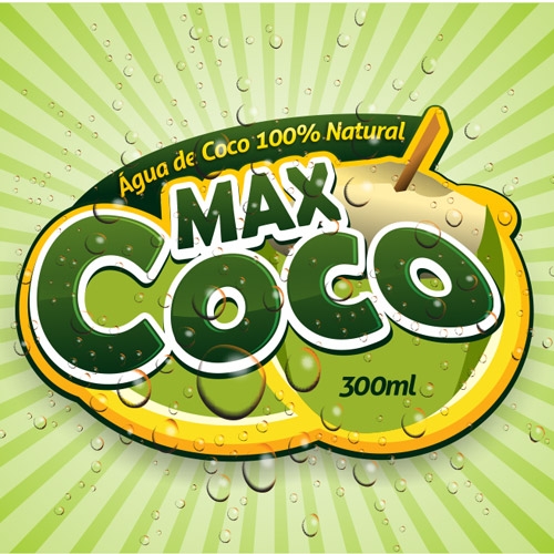 Max coco | Criação de Logo Para Agua de coco em garrafas pet 300ml