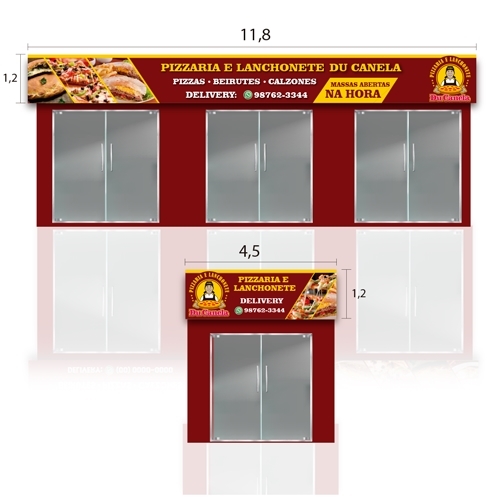 Fachada da Pizzaria e Lanchonete Du Canela | Criação de Peça Gráfic...