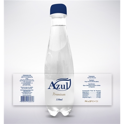 Agua Mineral Azul | Criação de Layout de Rótulo Para Alimentos & Be...
