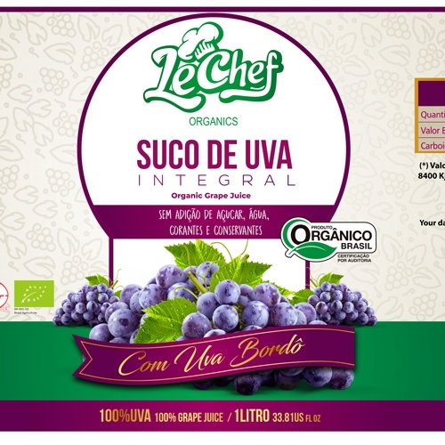 4 -SUCO DE UVA ORGÂNICO- RÓTULO ÚNICO | Criação de Layout de Rótul...