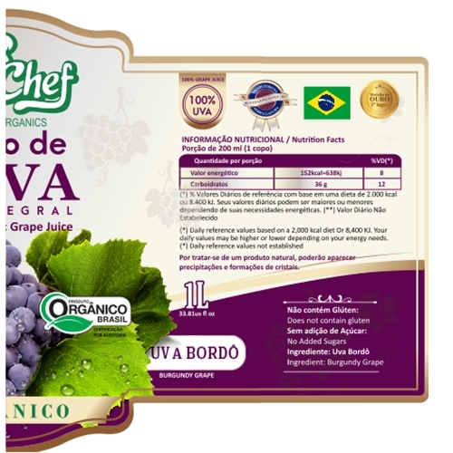 4 -SUCO DE UVA ORGÂNICO- RÓTULO ÚNICO | Criação de Layout de Rótul...