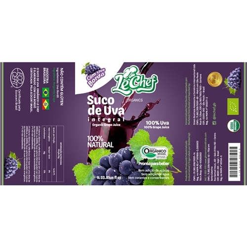 4 -SUCO DE UVA ORGÂNICO- RÓTULO ÚNICO | Criação de Layout de Rótul...