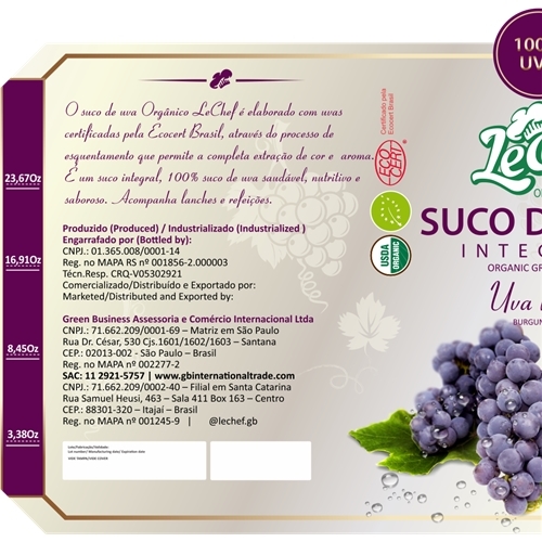 4 -SUCO DE UVA ORGÂNICO- RÓTULO ÚNICO | Criação de Layout de Rótul...