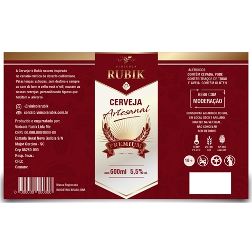 Vinícola Rubik Ltda Me | Criação de Rótulo para Cervejas Para Alime...