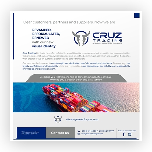 CRUZ TRADING LIMITADA | Criação de Email Marketing Para Logística,