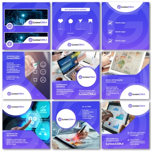 Grow CRM | Criação de Kit com 6 Layouts de Post para Redes Sociais ...