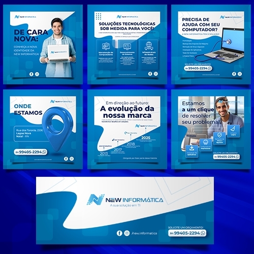 New Informática | Criação de Kit com 6 Layouts de Post para Redes S...