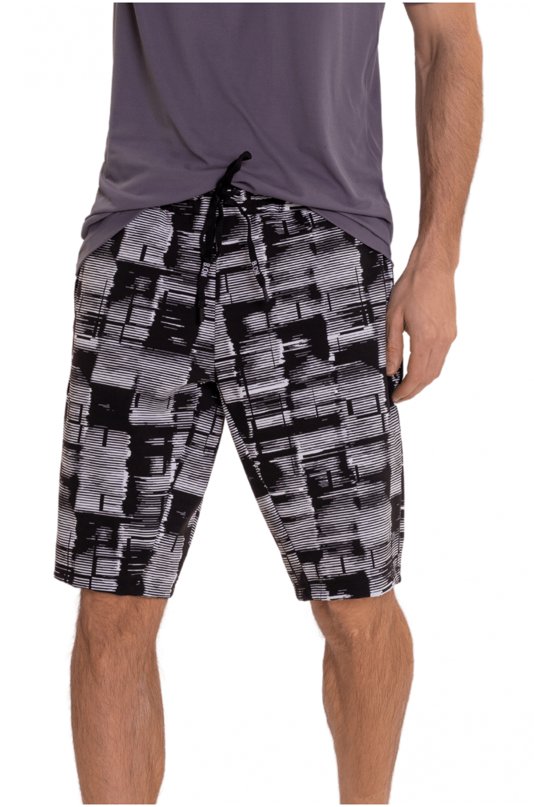 Bermuda Jacquard Masculina Preta e Branca - 24270073