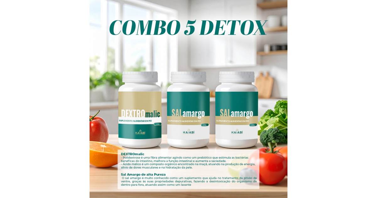 Combo 5 Detox, 1 DextroMalic e 2 Sal Amargo