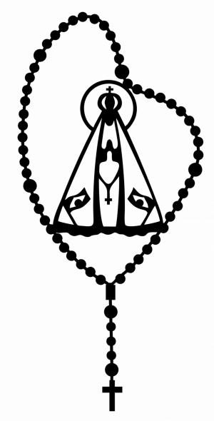 AT-003 - Adesivo de Terço Nossa Senhora Aparecida P - Preto - 1 unidade ...