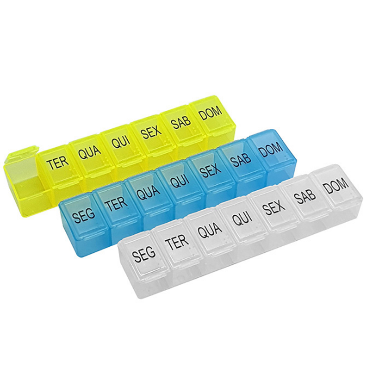 Porta comprimidos semanal 13 x 2,5 x 1,8cm com 21 divisórias - Camicado