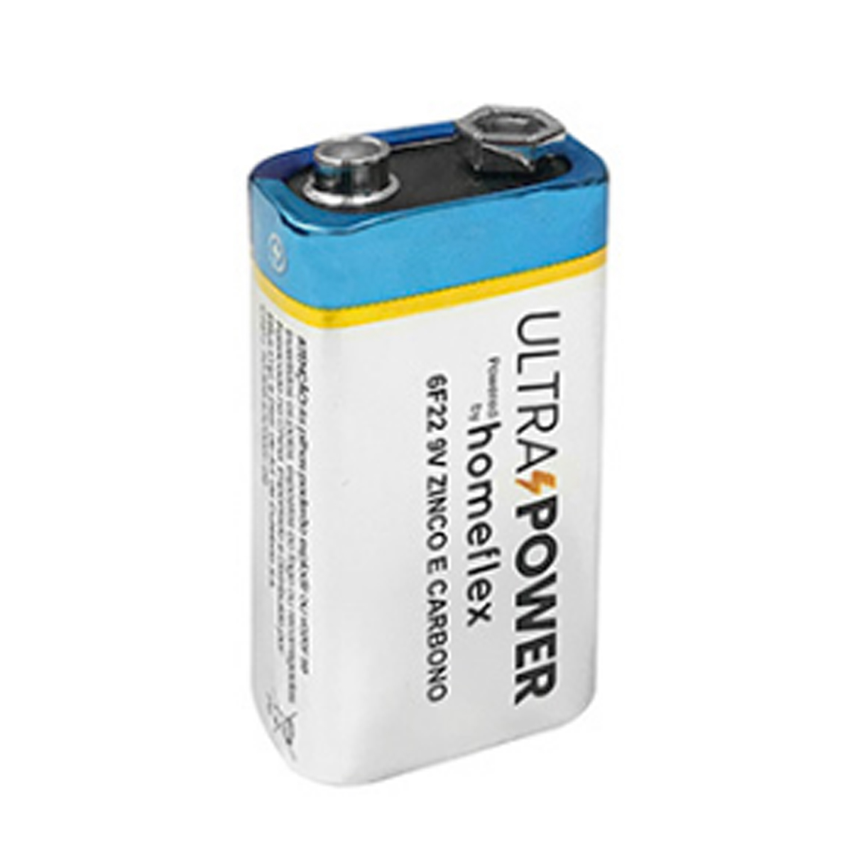 Pilha 9V Zinco e carbono 6F22 1 unidade Ultra Power homeflex - Camicado