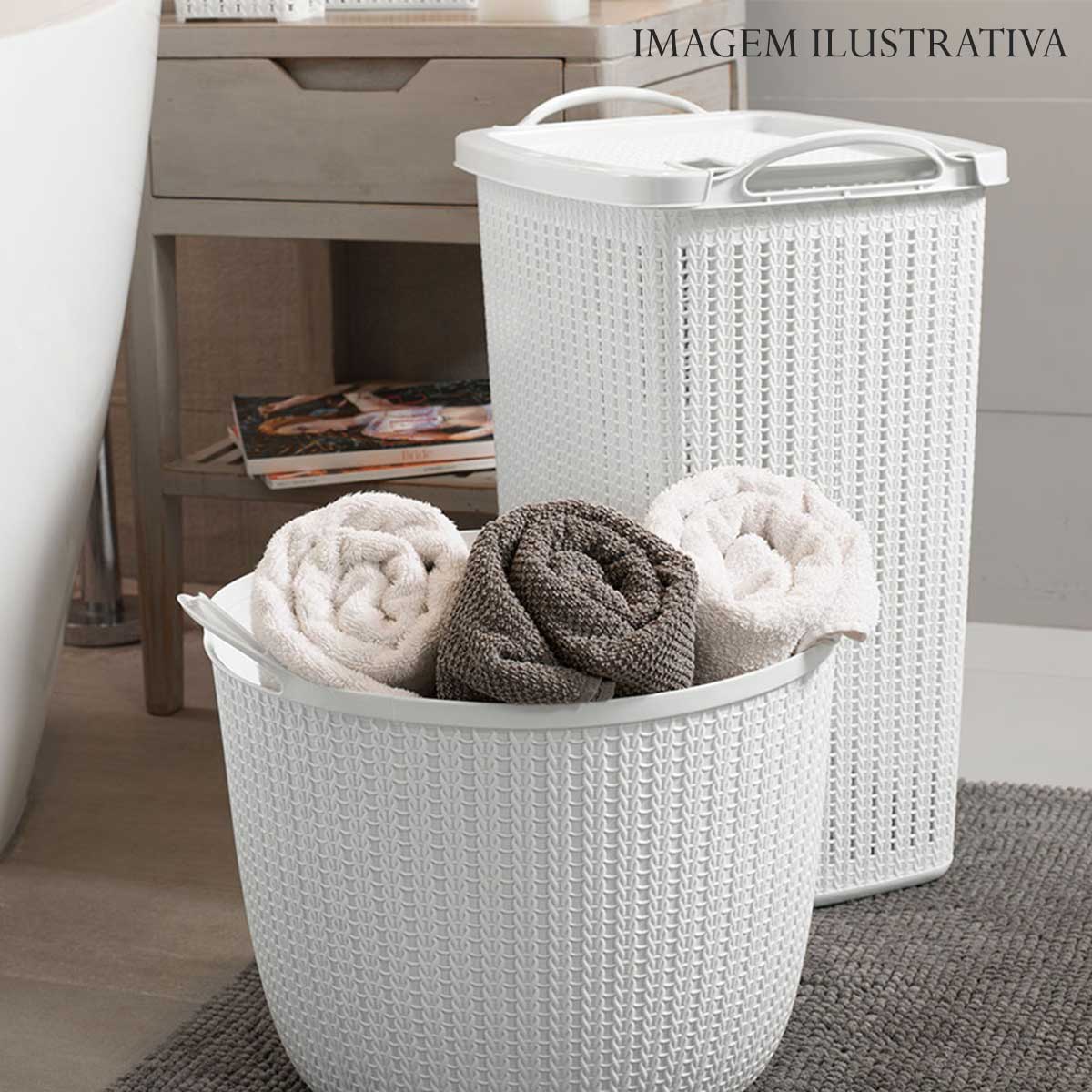 Kit com 2 cestos de roupa Trama 40 litros com tampa Azul - Camicado