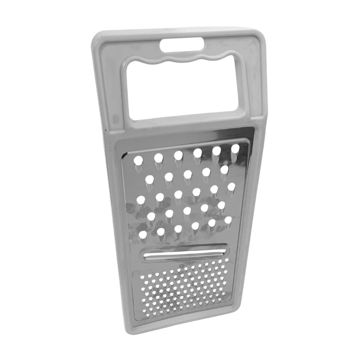 Ralador 3 faces de cozinha aço inox 25,5cm com alça Branca - Camicado